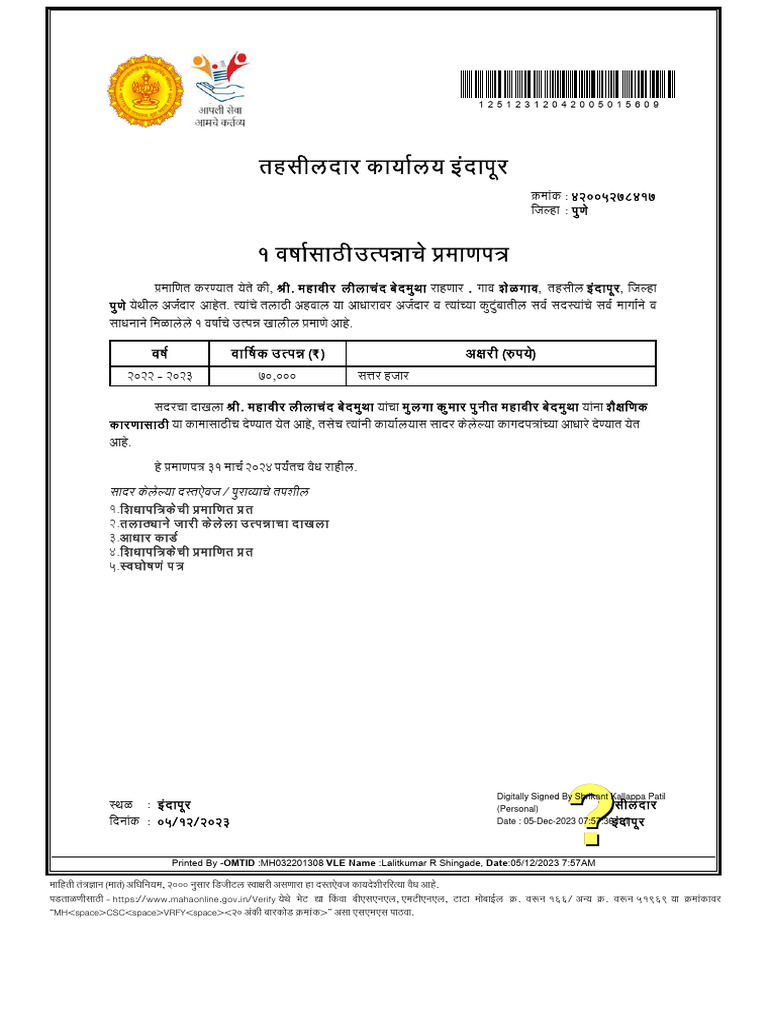 Digitally Signed by Shrikant Kallappa Patil (Personal) Date: 05-Dec ...