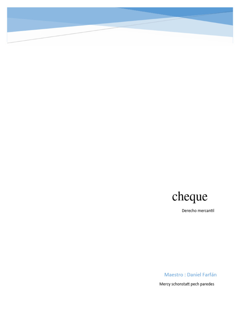 Definición y requisitos del cheque | PDF | Cheque | Bancos