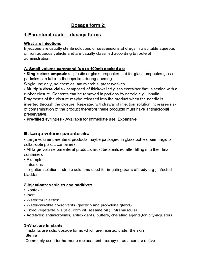Dosage Forms 2 | PDF | Topical Medication | Injection (Medicine)