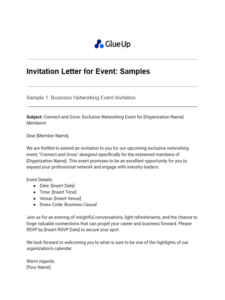 Invitation Letter Emails Samples | PDF
