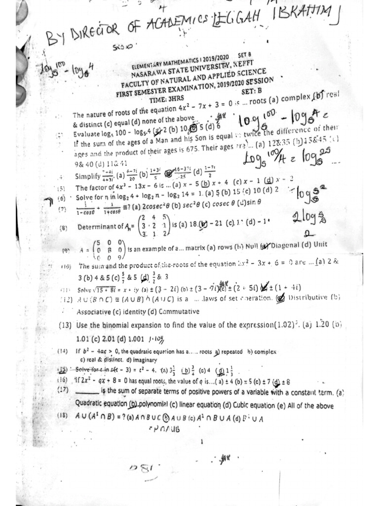 MTH 111 PQ & A | PDF