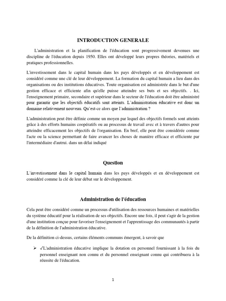 Administration Scolaire Cours DR Tar 2 (Eve) | PDF