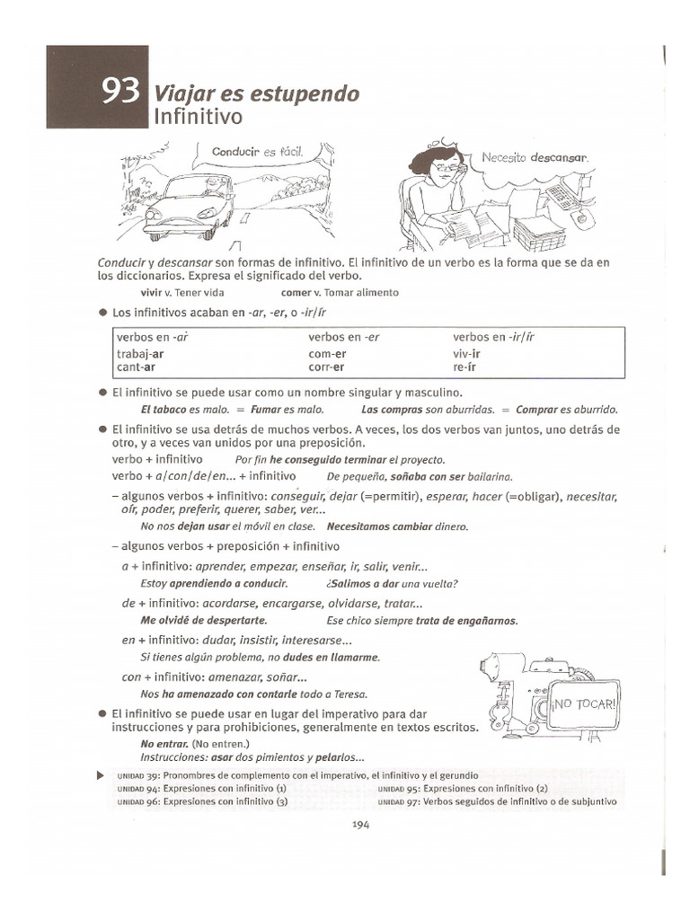 INFINITIVO + PERIFRASIS Gramatica Del Uso Del Espanol - Teoria y ...