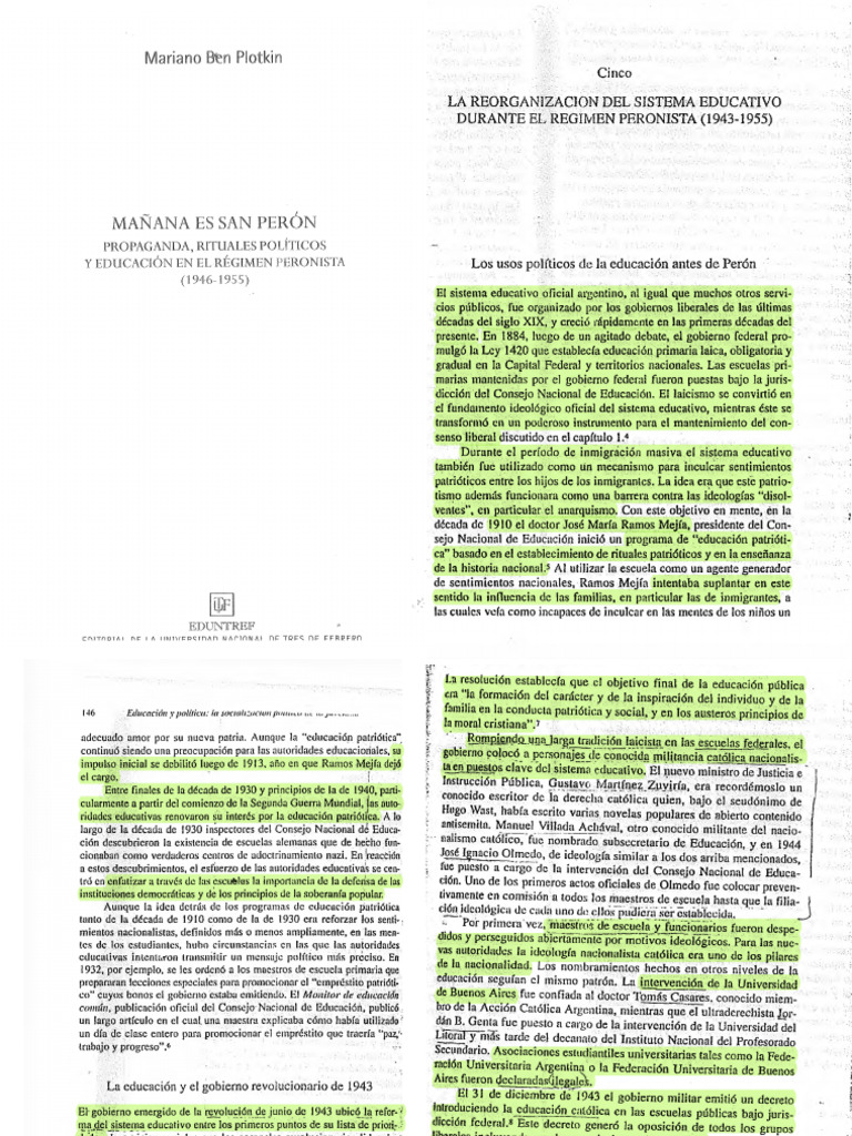 Plotkin (2007) - Mañana Es San Perón | PDF | Argentina | Universidad