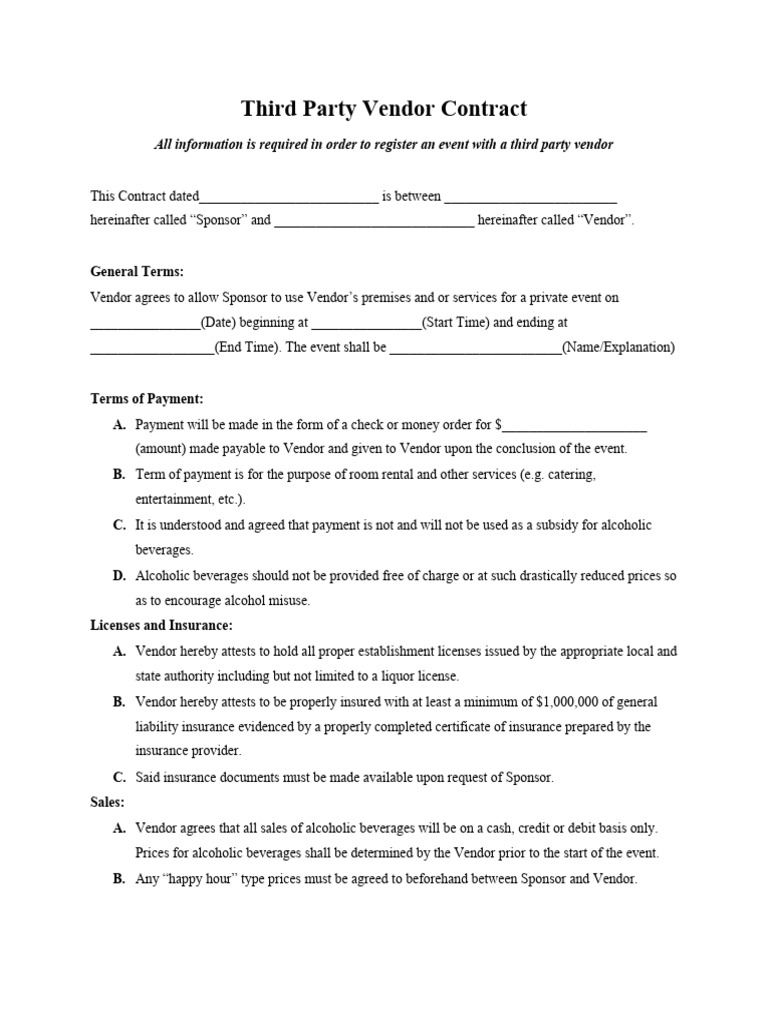 Third Party Vendor Contract | PDF