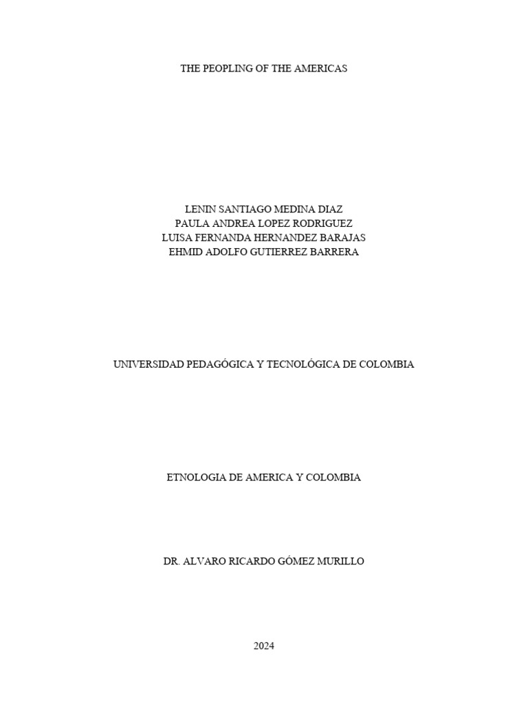 Taller The Peopling of The Americas | PDF | Archaeology | Pleistocene