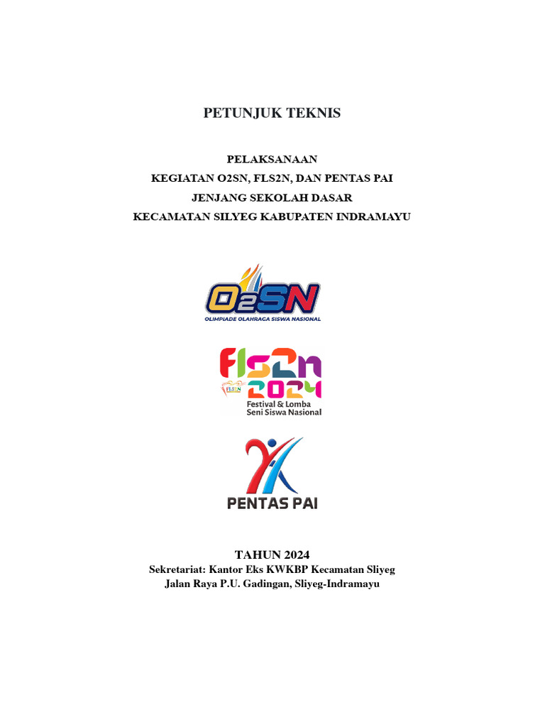 JUKNIS O2SN, FLS2N, Dan PENTAS PAI Kec. Sliyeg 2024 | PDF