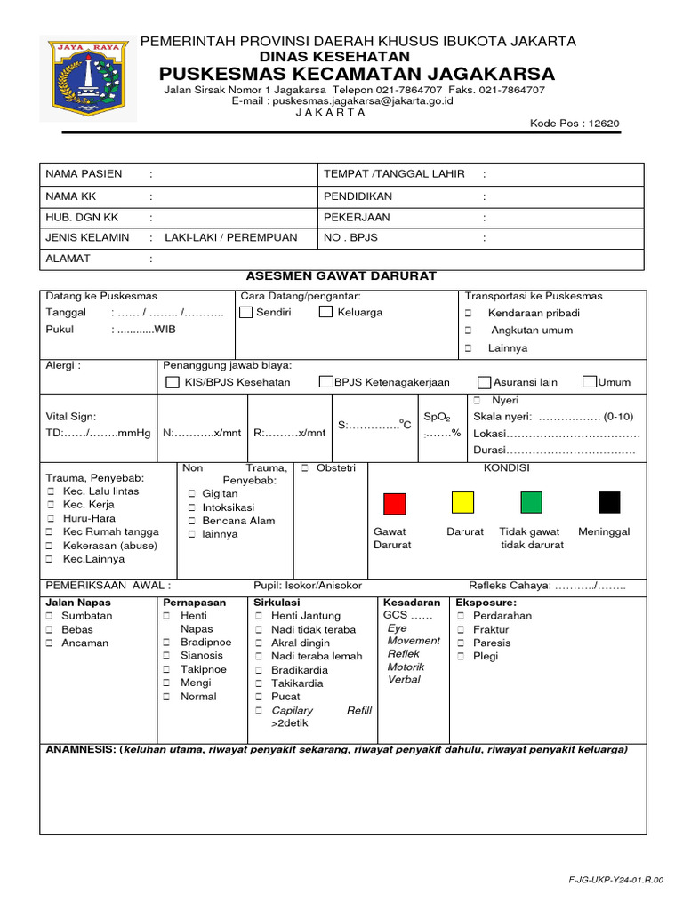 Y24. 1. Form Asesmen Gawat Darurat | PDF