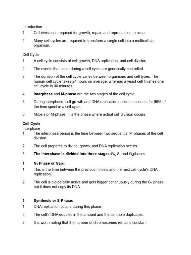 Cell Cycle & Division Explained | PDF | Meiosis | Mitosis