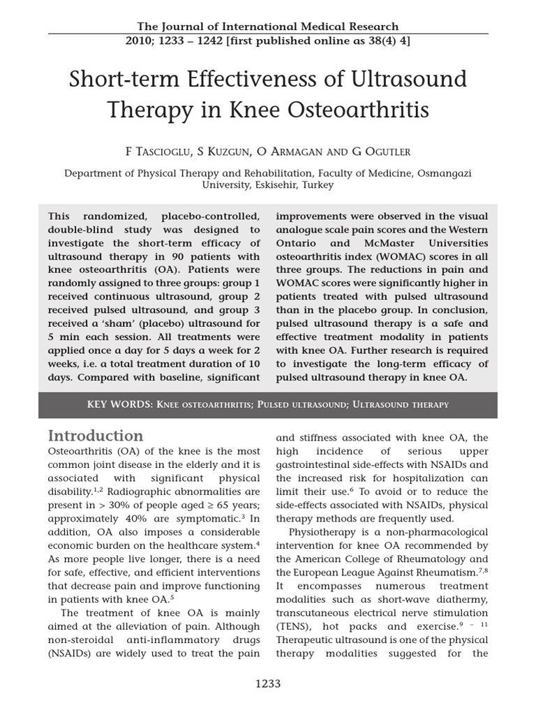 Tascioglu Et Al 2010 Short Term Effectiveness of Ultrasound Therapy in ...