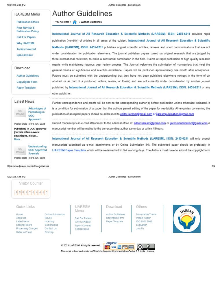 Author Guidelines - Ijaresm.com | PDF | Thesis | Science