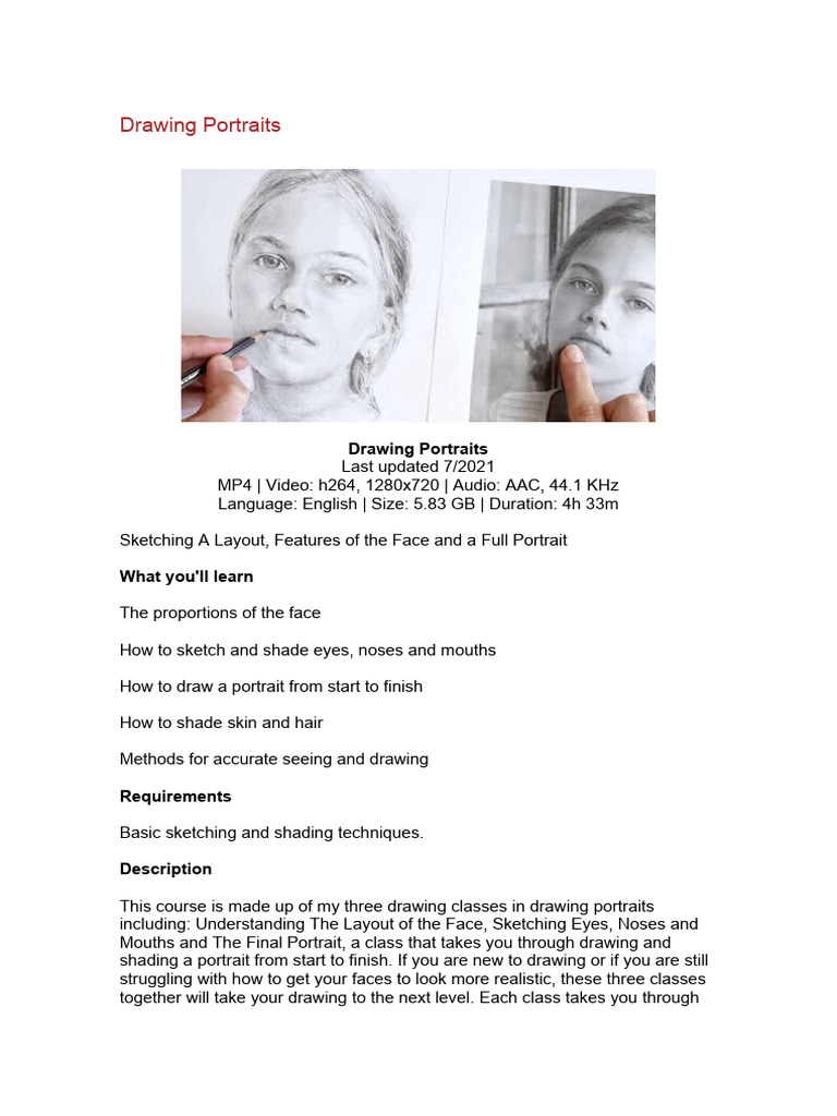 Drawing Portraits | PDF | Drawing | Lecture