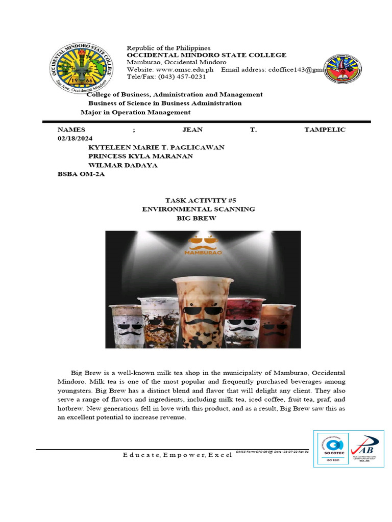 Marketing Management (Task 5) | PDF | Customer | Drink