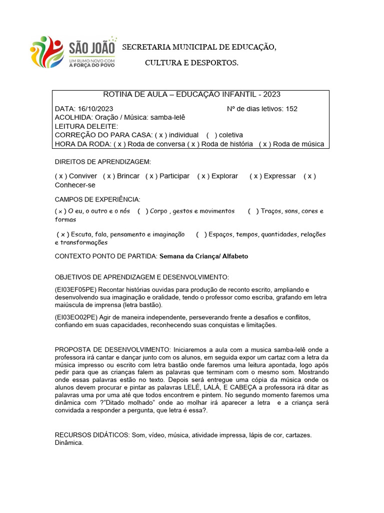 Plano de Aula 16 A 20 de Novembro-Ilma-1 | PDF