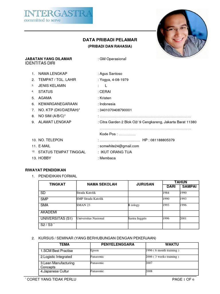 Form Personal Data PT MSA-agus | PDF