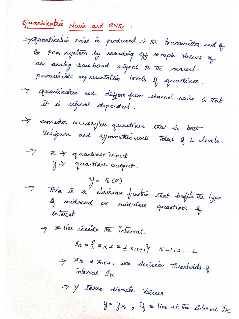 Cs Unit 1 Quantization Noise And Snr Robust Quantization Pdf 7411