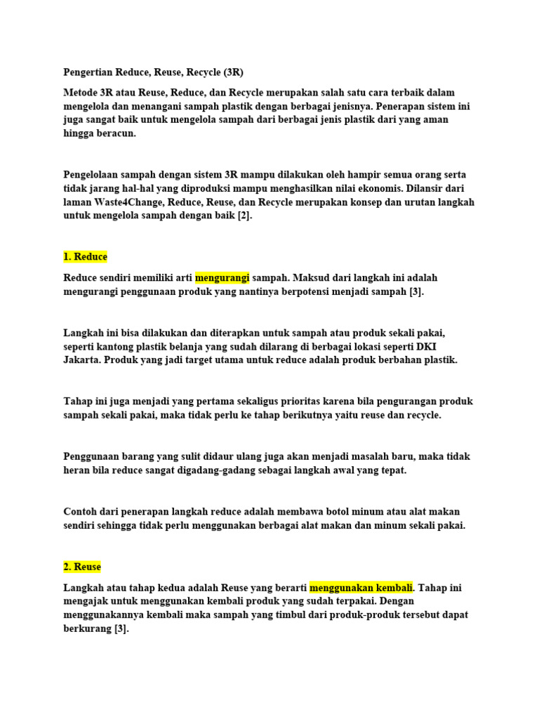 Pengertian Reduce, Reuse, Recicle | PDF
