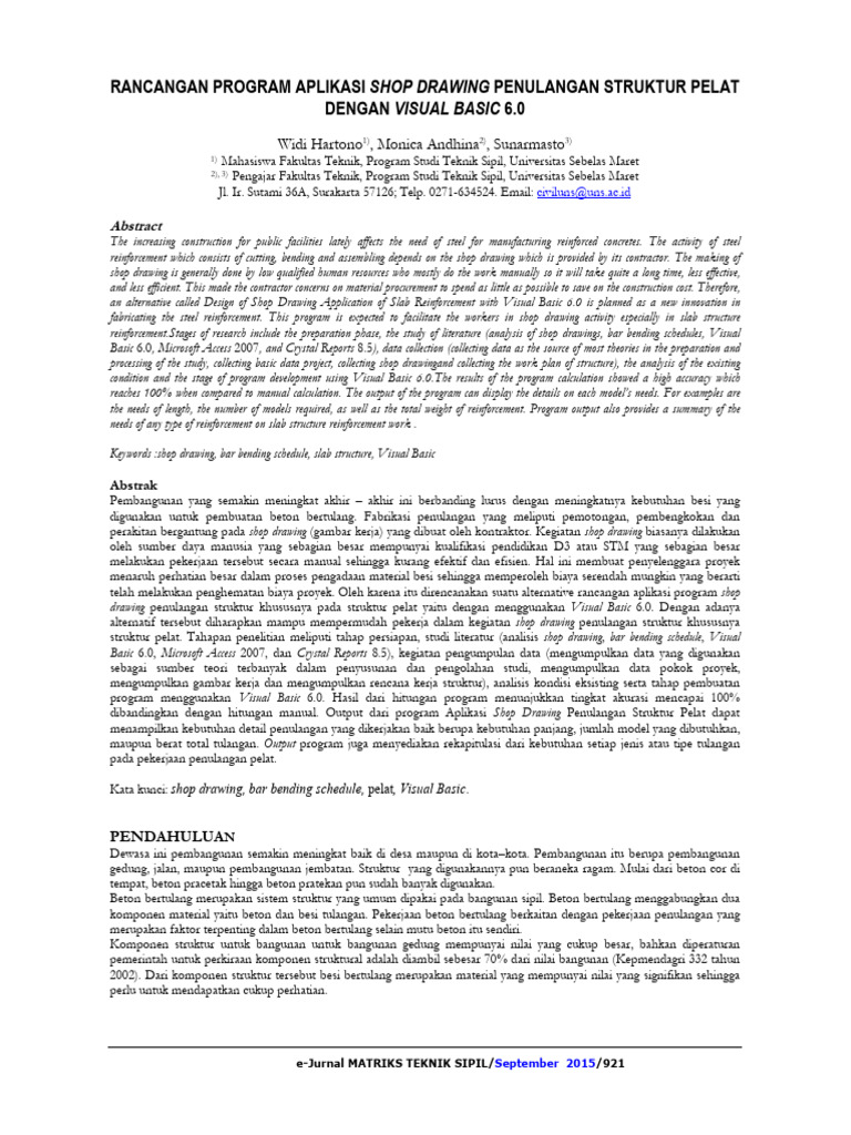 Aplikasi Shop Drawing Pelat dengan VB 6.0 | PDF | Real Estat | Teknik Sipil