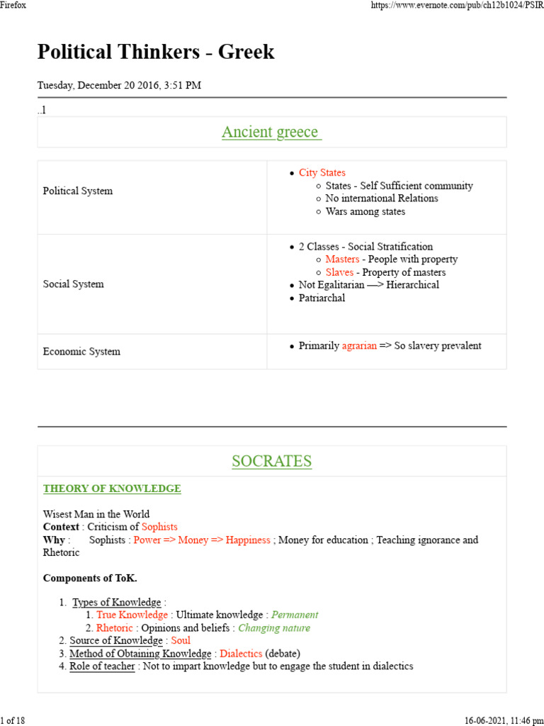 Political Thinkers - Greek: Ancient Greece | PDF | Plato | Socrates
