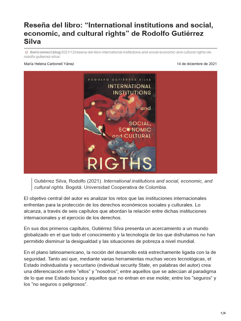 Ibericonnect - Blog-Reseña Del Libro International Institutions and Social Economic and Cultural ...