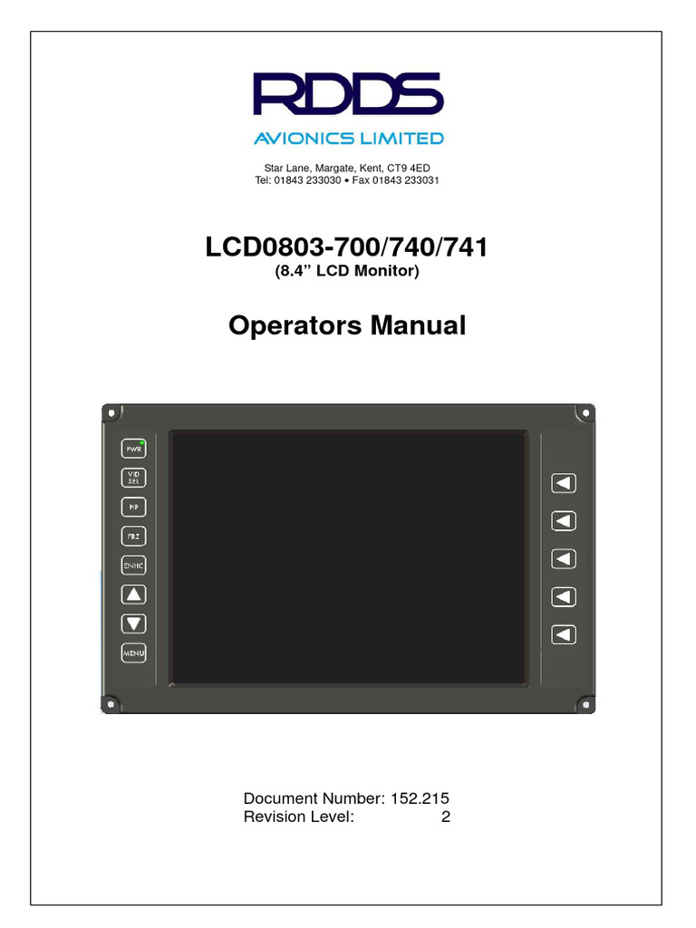 LCD0803-700/740/741 (8.4" LCD Monitor) Operators Manual | PDF