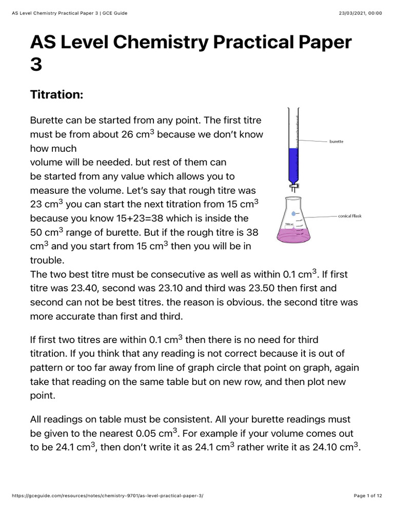 AS Level Chemistry Practical Paper 3: Titration | PDF | Aldehyde ...