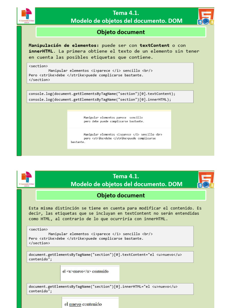 Tema 4.1. Modelo de Objetos Del Documento - DOM.PARTE2 | PDF | Modelo de objeto de documento ...