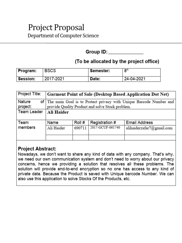 Garment POS System Project Proposal | PDF