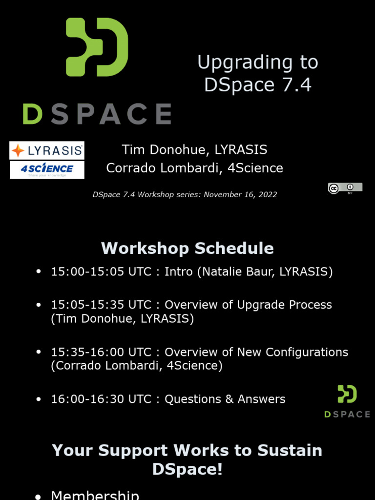 DSpace 7.4 Upgrade Workshop Overview | PDF