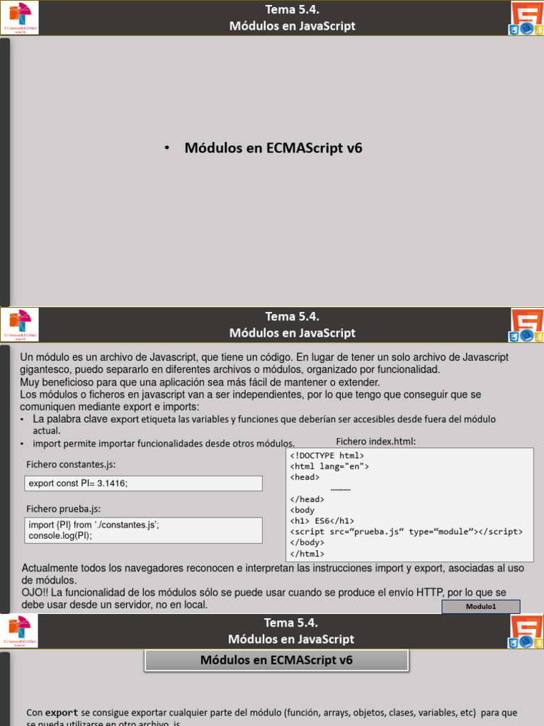 Tema 5.4-Modulos ECMAScript 6 | PDF | Script Java | Archivo de computadora