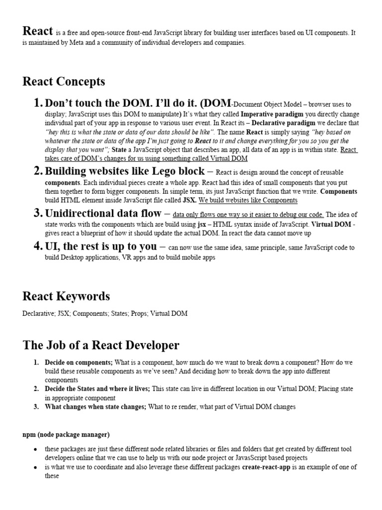 React Notes | Download Free PDF | Systems Engineering | Technology ...