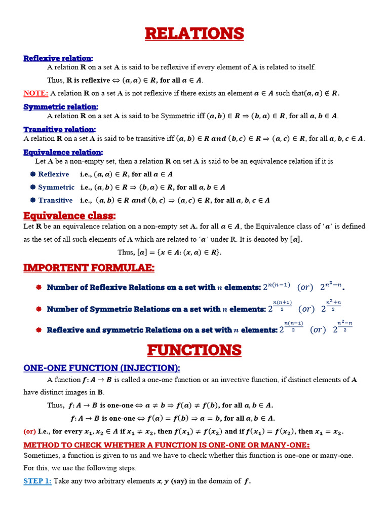 Relations and Functions | PDF | Function (Mathematics) | Abstract Algebra