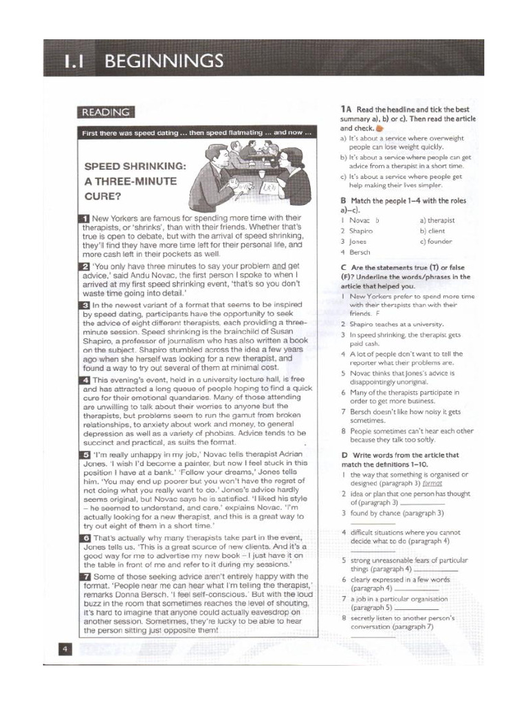 SpeakoutUpperInt WorkBook U1 | PDF