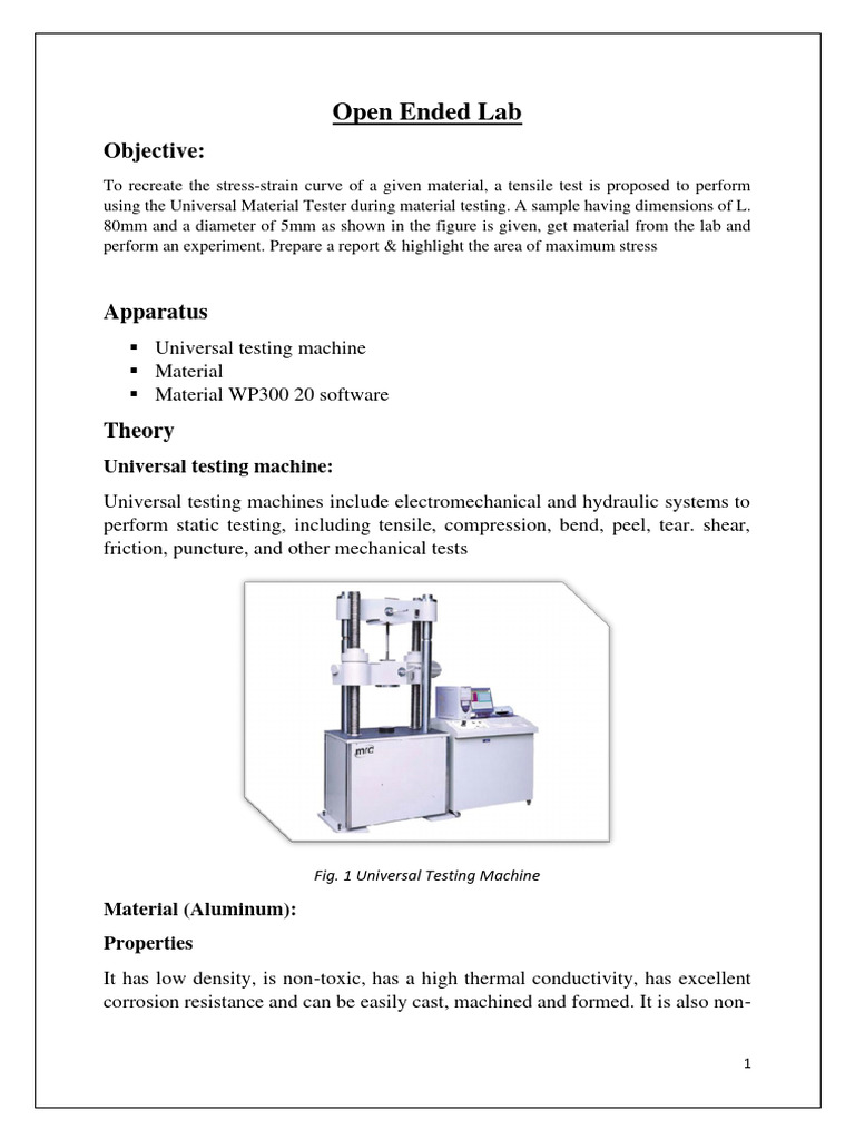 Open Ended Lab Tayyab | Download Free PDF | Ultimate Tensile Strength | Strength Of Materials
