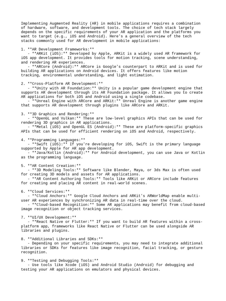 Implementing Augmented Reality (AR) | Download Free PDF | Mobile App | Android (Operating System)