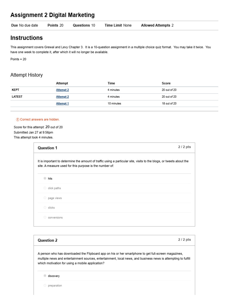 Assignment 2 Digital Marketing - EGRM-6615-01 | PDF | Digital Marketing | Marketing