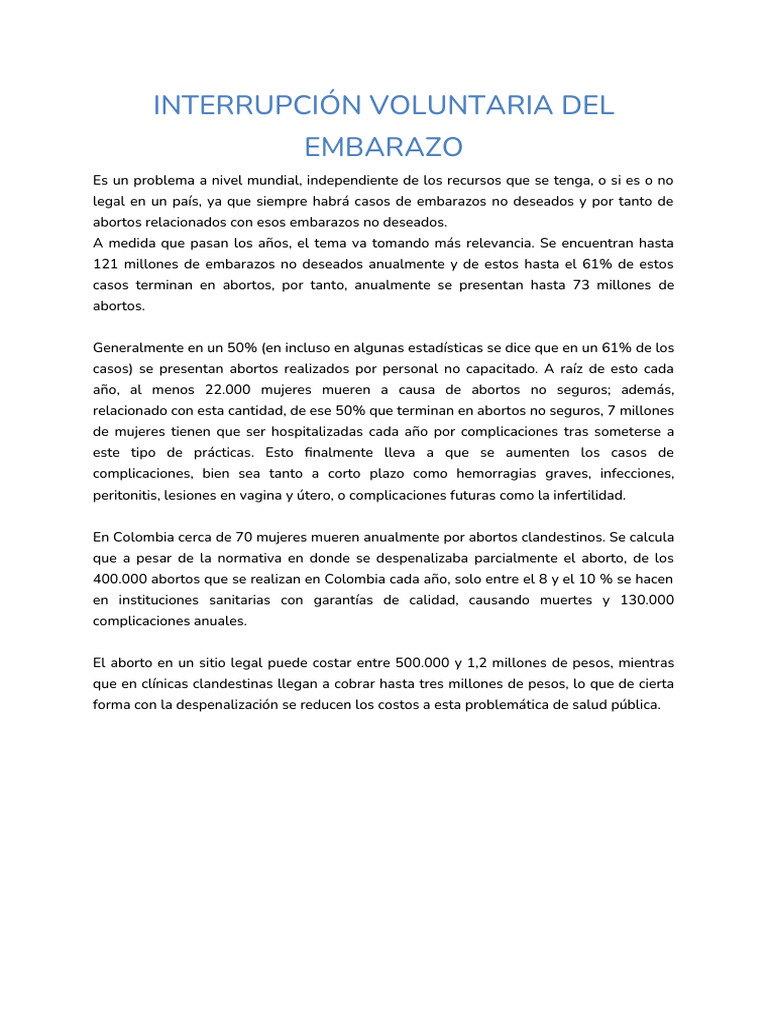 Interrupción Voluntaria Del Embarazo | PDF | Aborto | Control de la natalidad