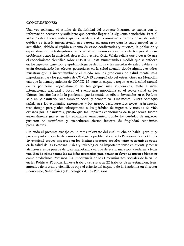 CONCLUCION | PDF | Salud mental | Estrés (biología)