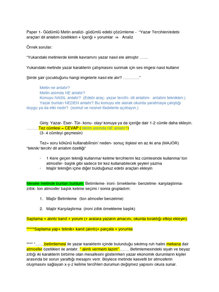 Paper 1 Ders Notları | PDF