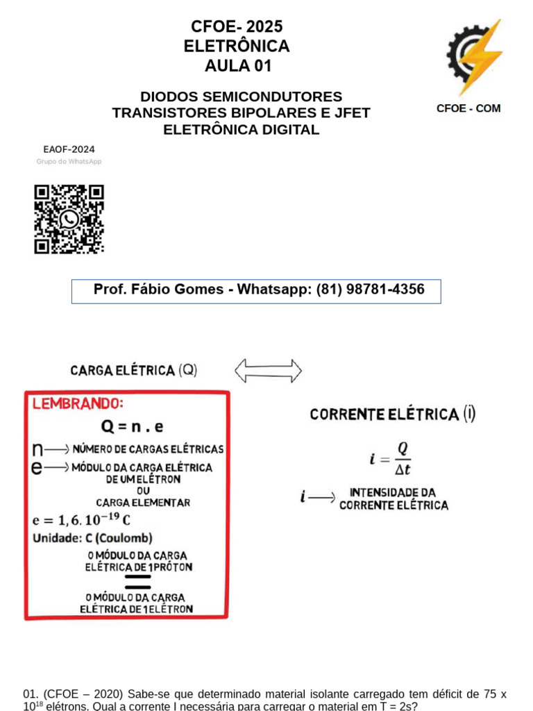 A.01 Cfoe Eletronica | PDF | Diodo | Amplificador operacional