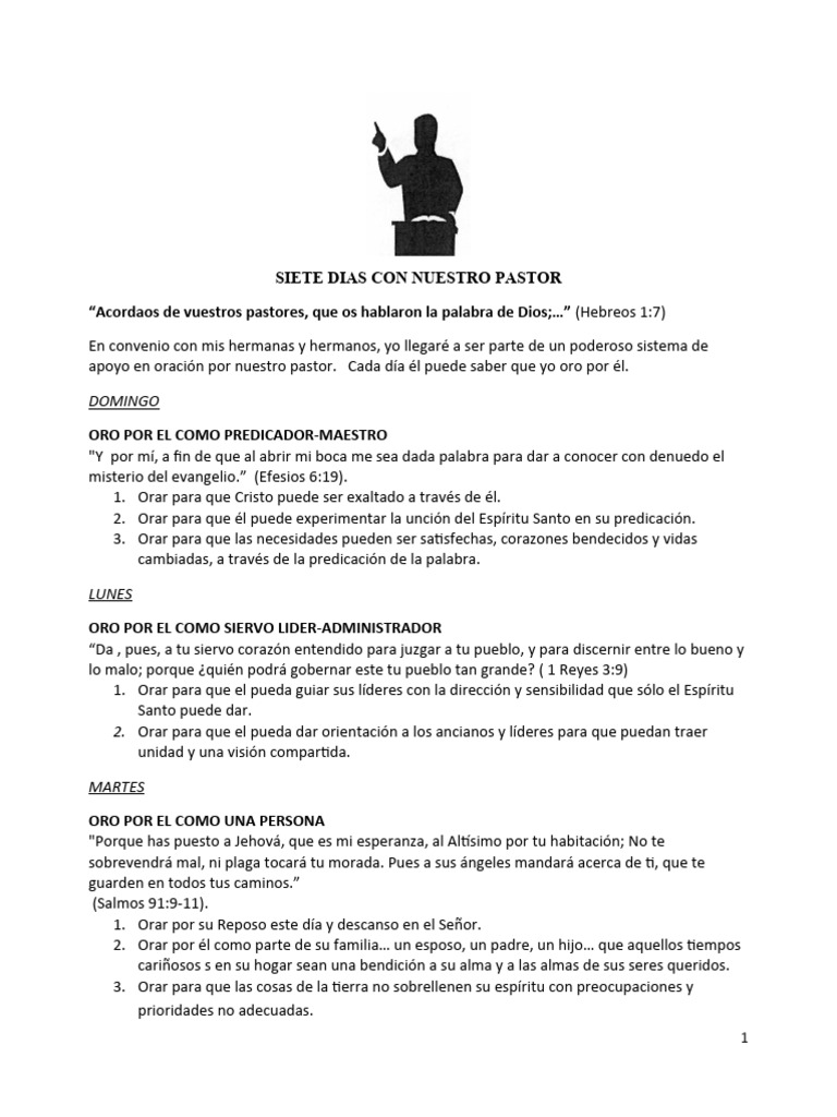 Jacque SIETE DIAS CON NUESTRO PASTOR | PDF | Oración | Cristo (título)
