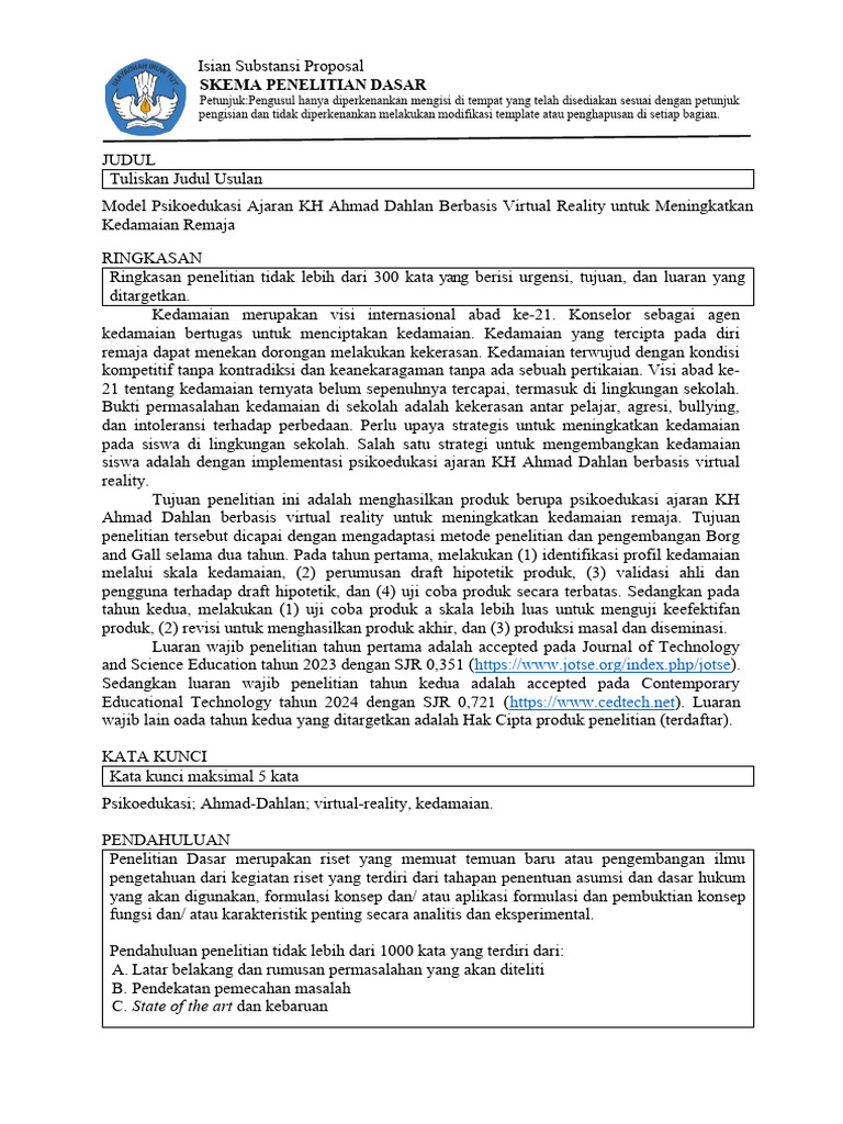 Isian Substansi Proposal Skema Dasar | PDF