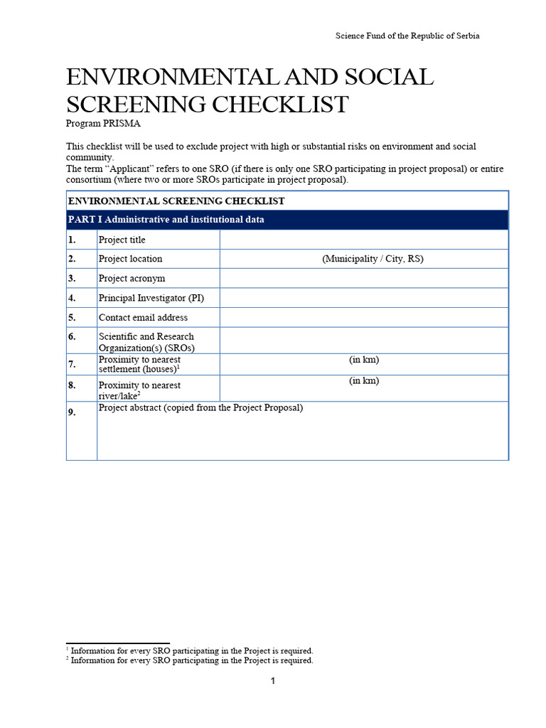 F9 Environmental and Social Risk Questionnarie | PDF | Waste ...