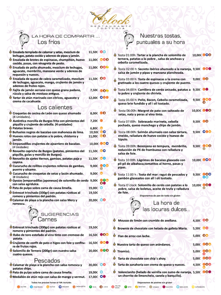 Oclock Menu | PDF