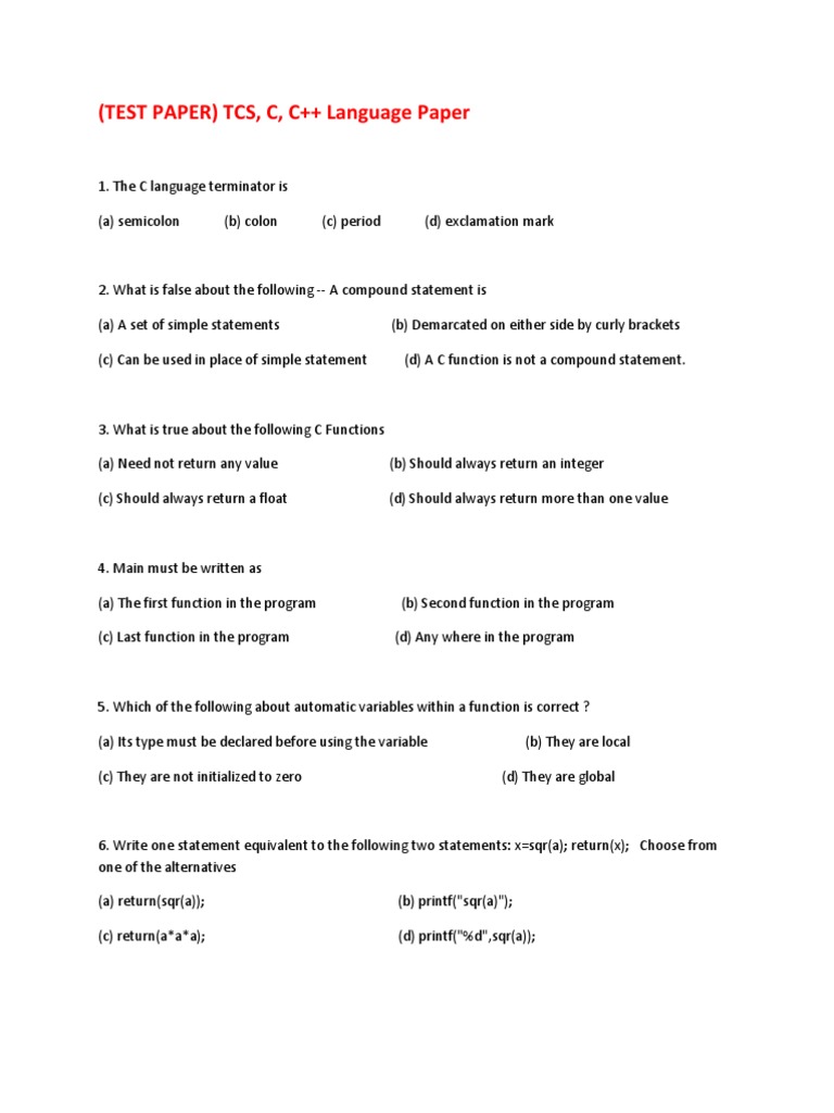 Entrance Exam Net Tcs Placement Sample Paper 2 Pdf Exponential Function C
