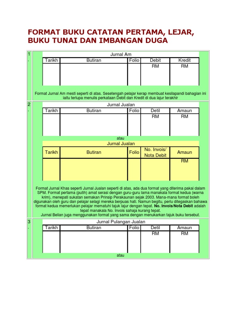 Format Buku Catatan Pertama
