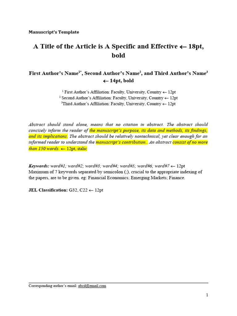 Manuscript Formatting Guidelines | PDF | National Bureau Of Economic ...
