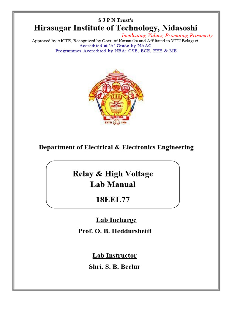 7 Relay & High Voltage Lab | PDF