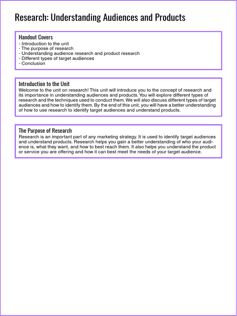 Day1 Educational Handout | PDF | Target Audience | Market Segmentation