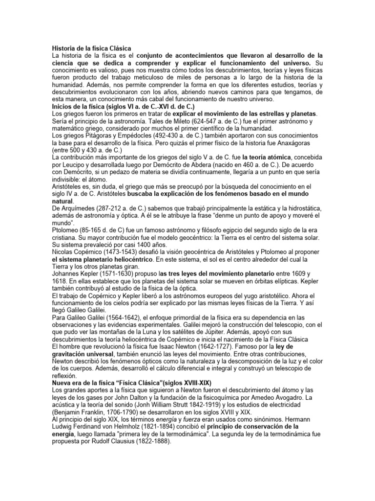 Historia de La Física | PDF | Física | Interacción fundamental